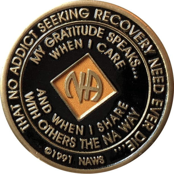 4 Year Orange and Black NA Medallion Official Narcotics Anonymous Chip ...