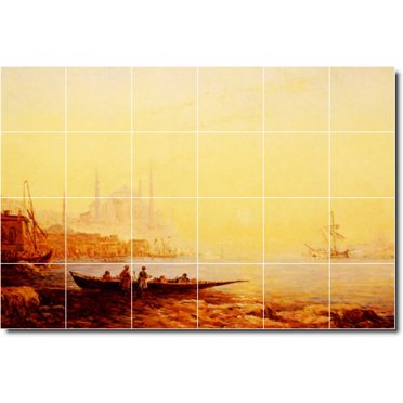 Ceramic Tile Mural-Edwin Weeks Waterfront Painting 157. 36" w x 24" h ...