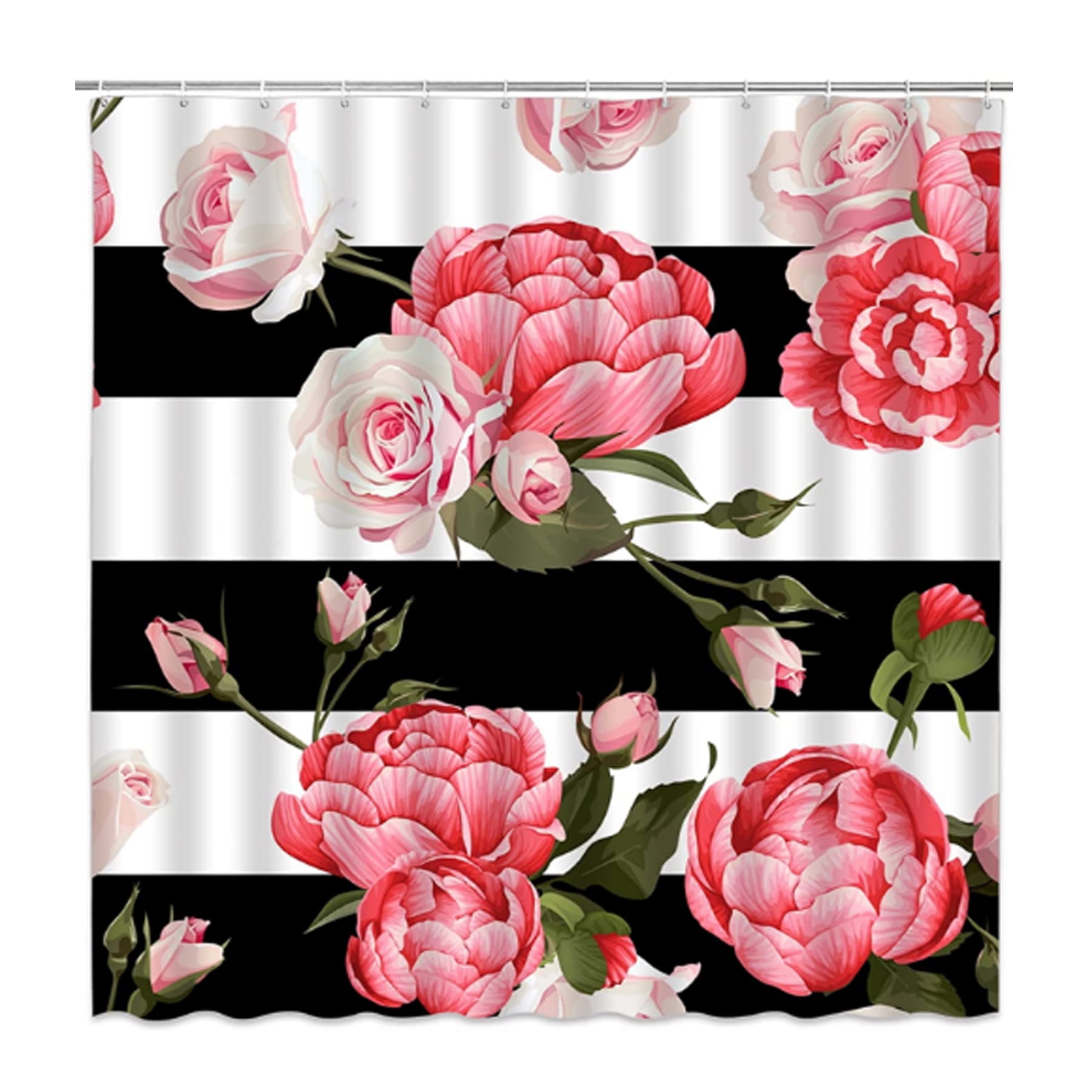 Black And White Stripes Shower Curtain