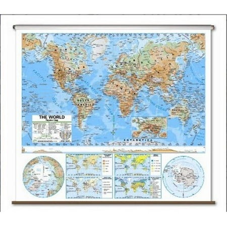 Universal Map 27885 World Advanced Physical Wall Map-Roller | Walmart ...