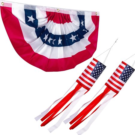 2 Pieces 4th of July Inch 40 Inch American Flag Windsock 3 x 6 Feet ...