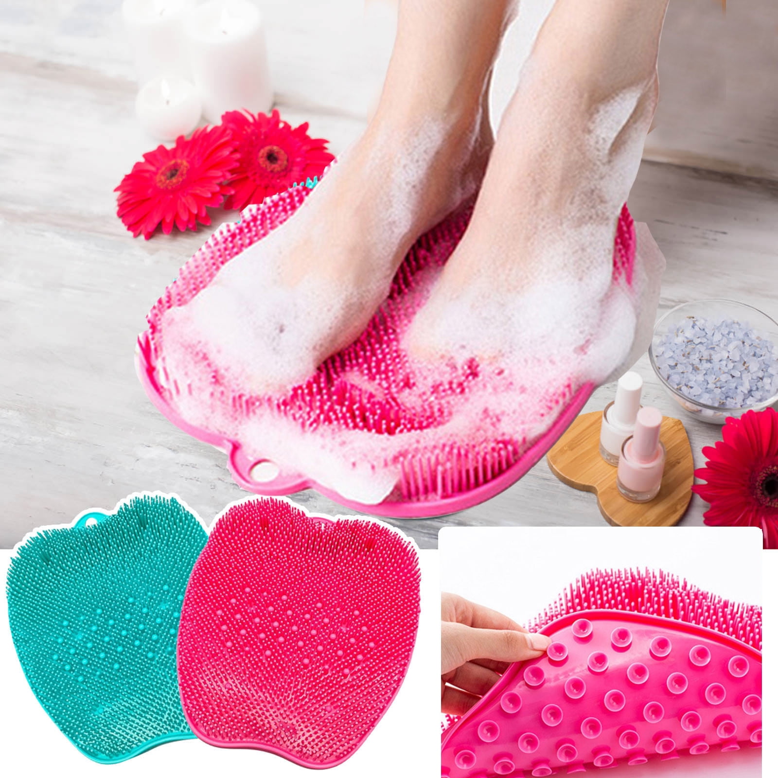 VBVC Lazy Man Foot Washer Shower Large Bath Massage Pad Foot Brush ...