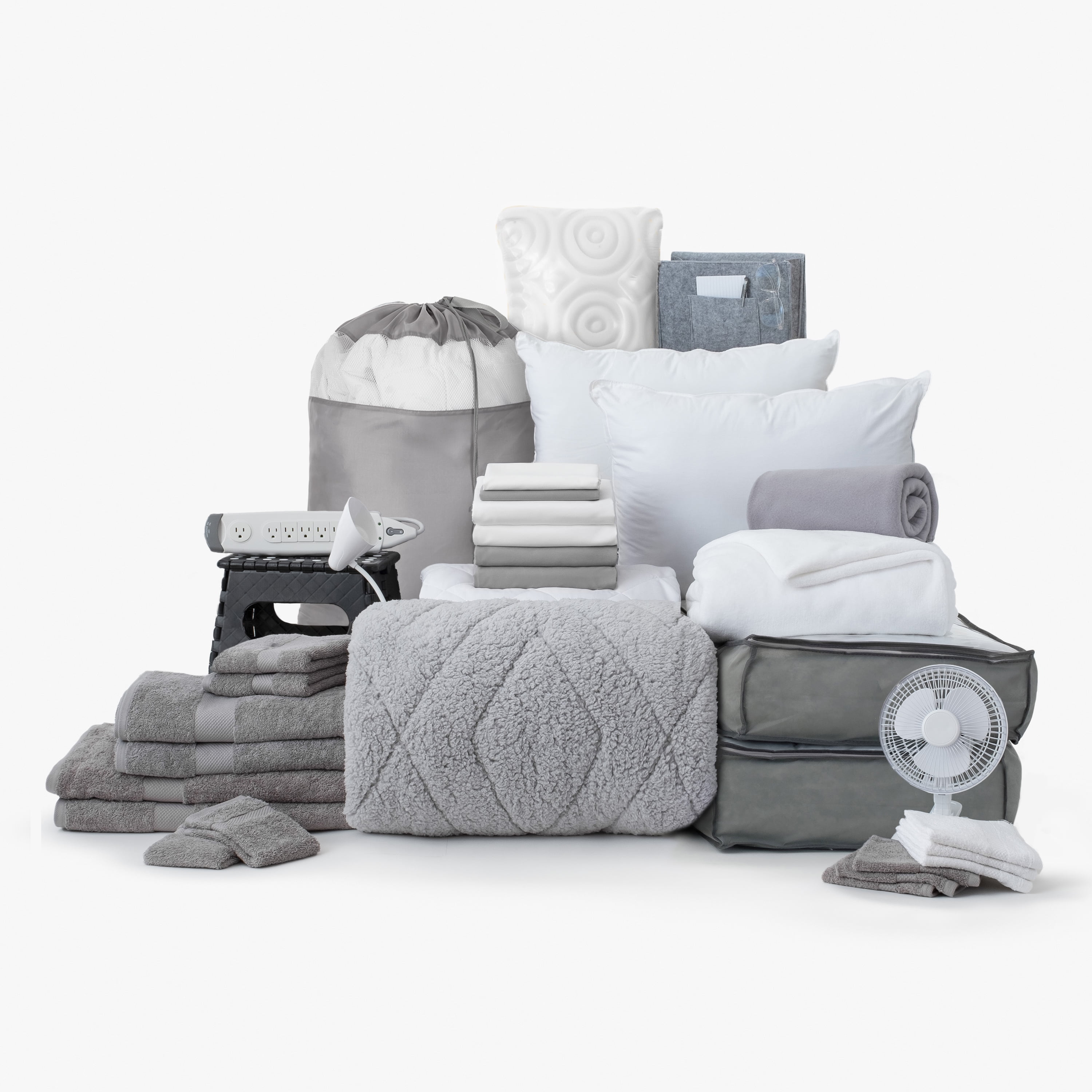 The Supreme Dorm Essentials Value Pack in Kyla Gray, 35-Piece College ...