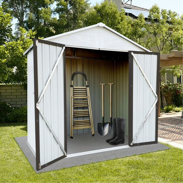 Aonesy 6 x 4 ft Outdoor Steel Storage Sheds, Garden Wall Tall Tool ...