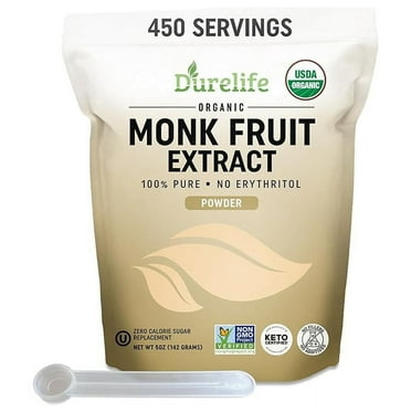 Durelife Organic 100% Pure Monk Fruit sweetener, No Erythritol, USDA ...