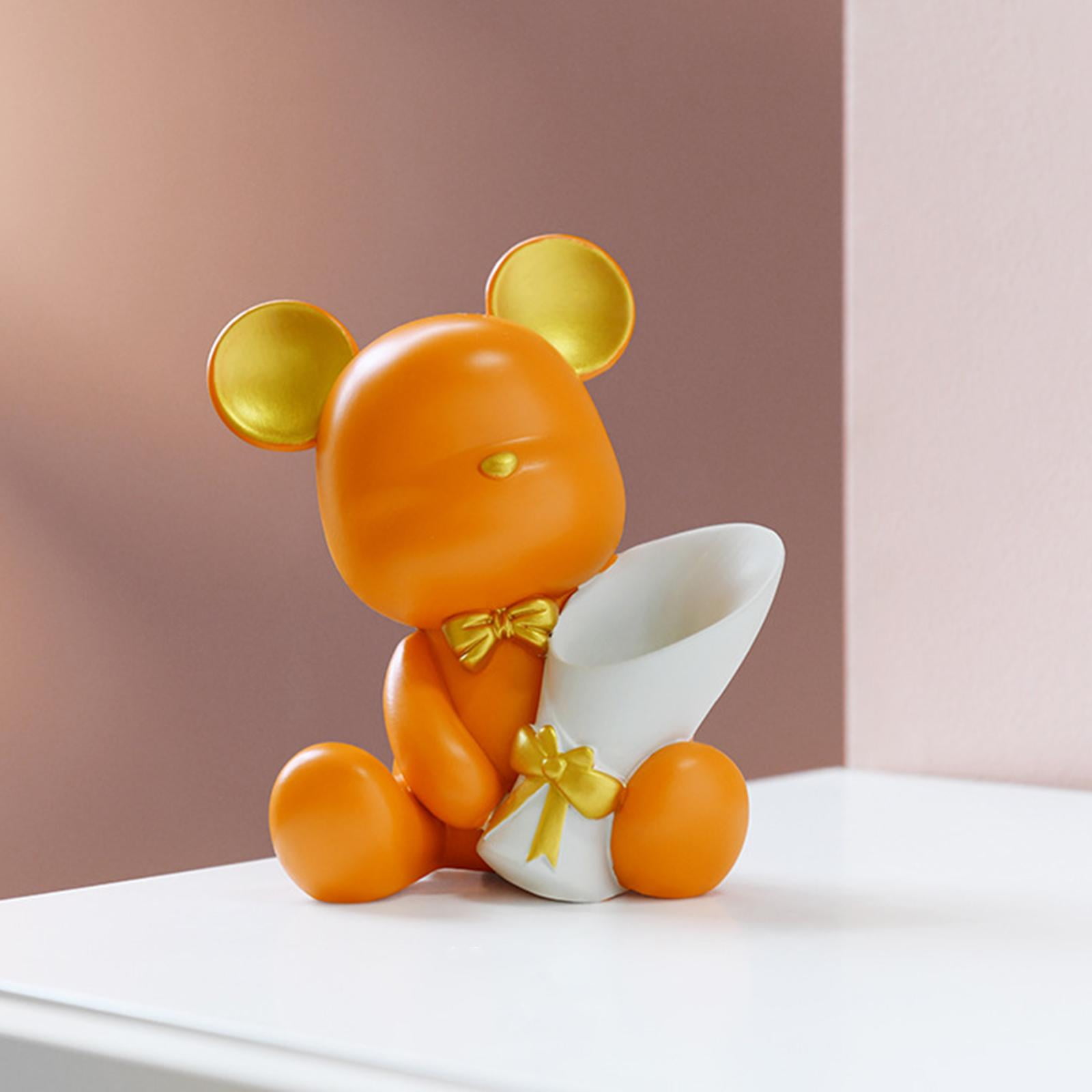 Cute Resin Bear Statue Sculpture Planter Holder Vase, Accent Table ...