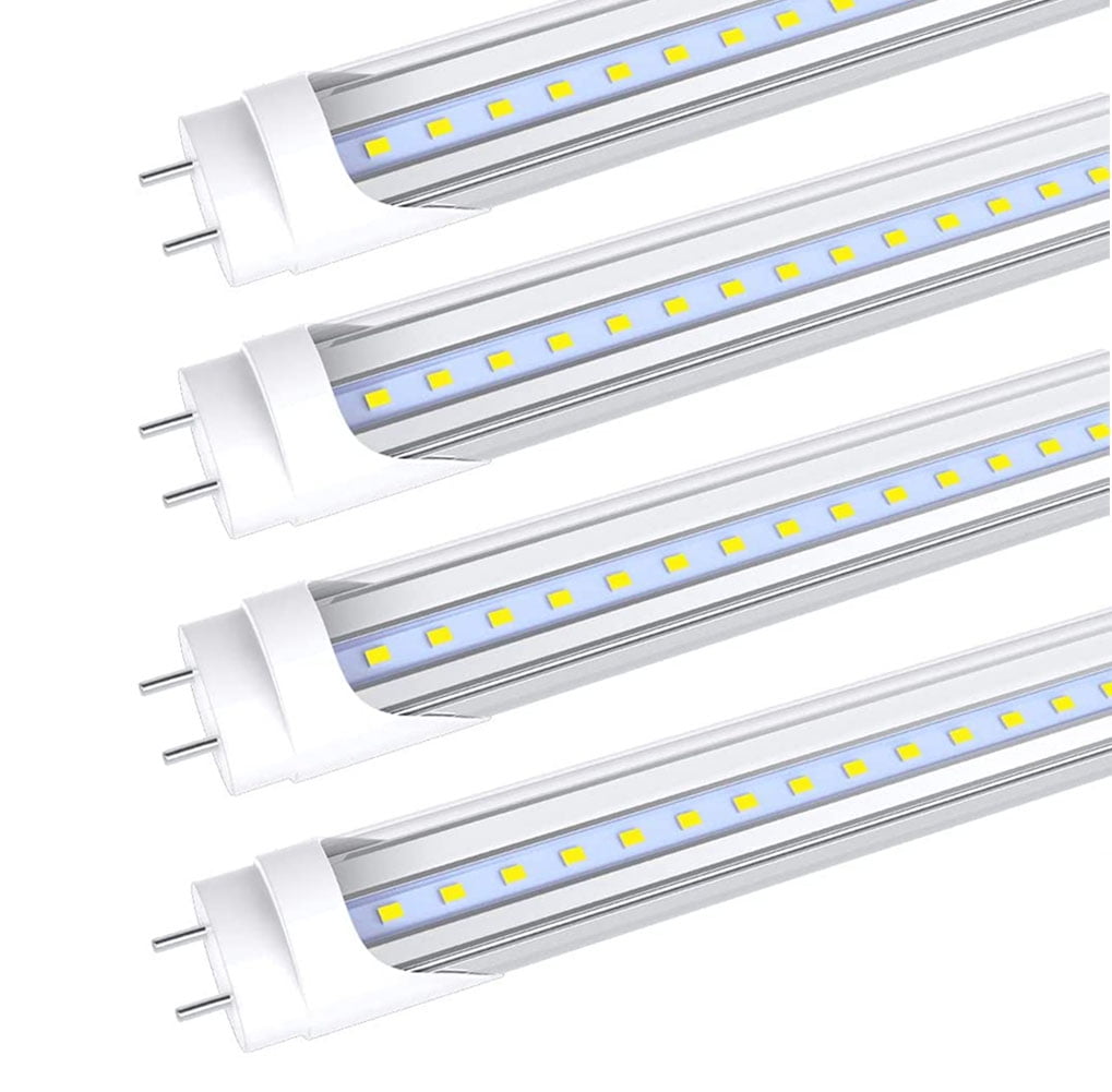 T8 4ft LED Light Bulbs 22W Fluorescent Tube,5000K Daylight,Clear,4-Pack ...