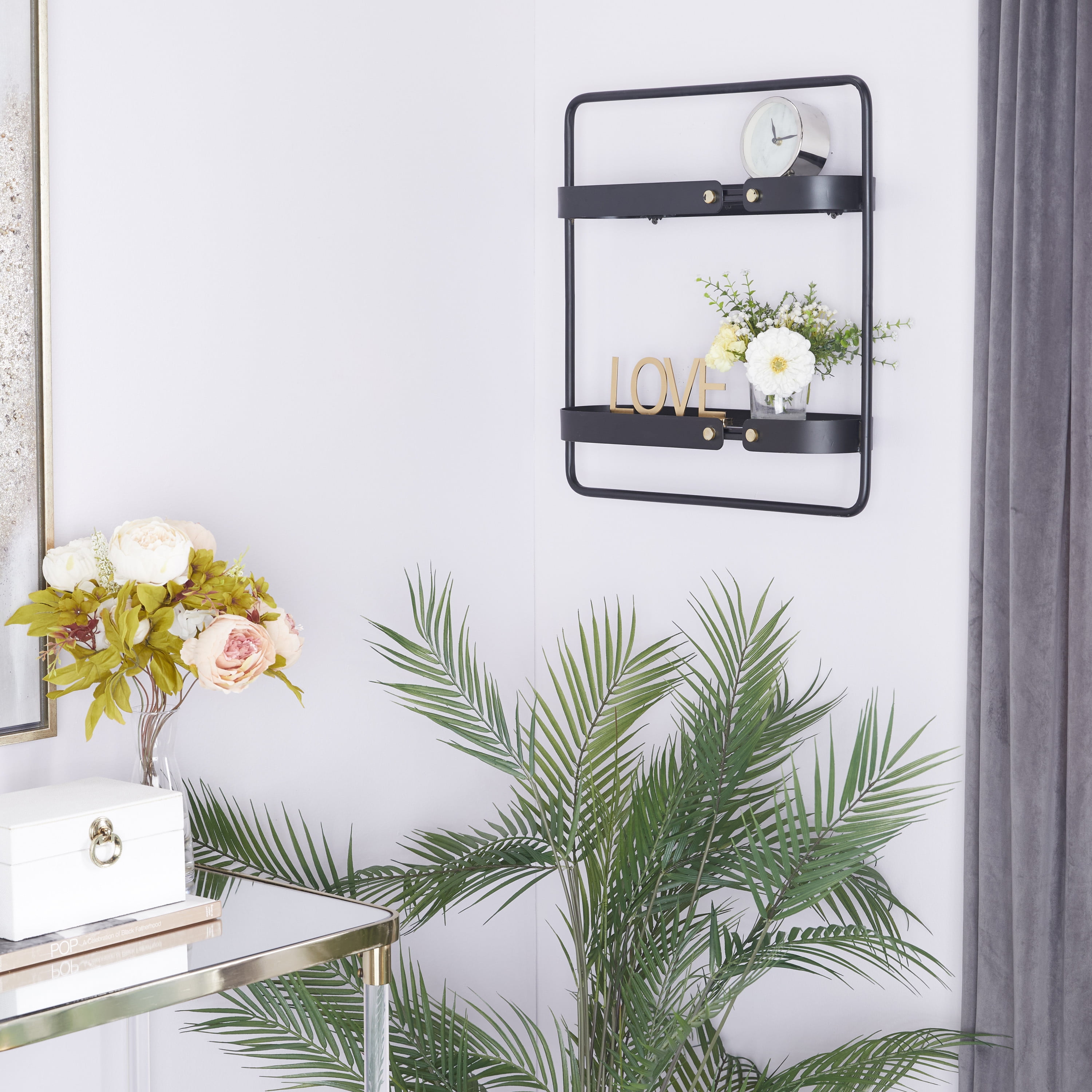 CosmoLiving by Cosmopolitan 20" x 6" 2-Tier Black Wall Shelf - Walmart.com