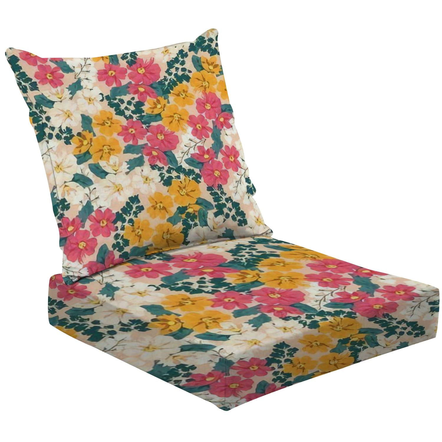2-Piece Deep Seating Cushion Set Blooming spring summer meadow seamless ...