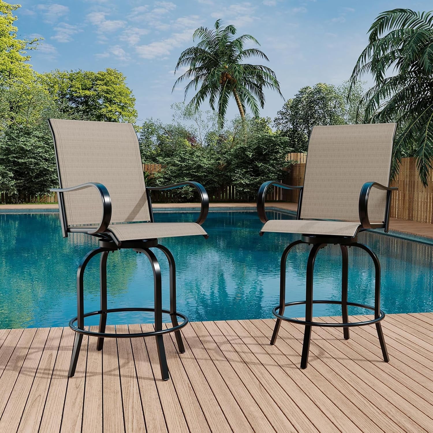 Click here for Yusazens 2-Piece Outdoor Swivel Bar Stools - Patio... prices