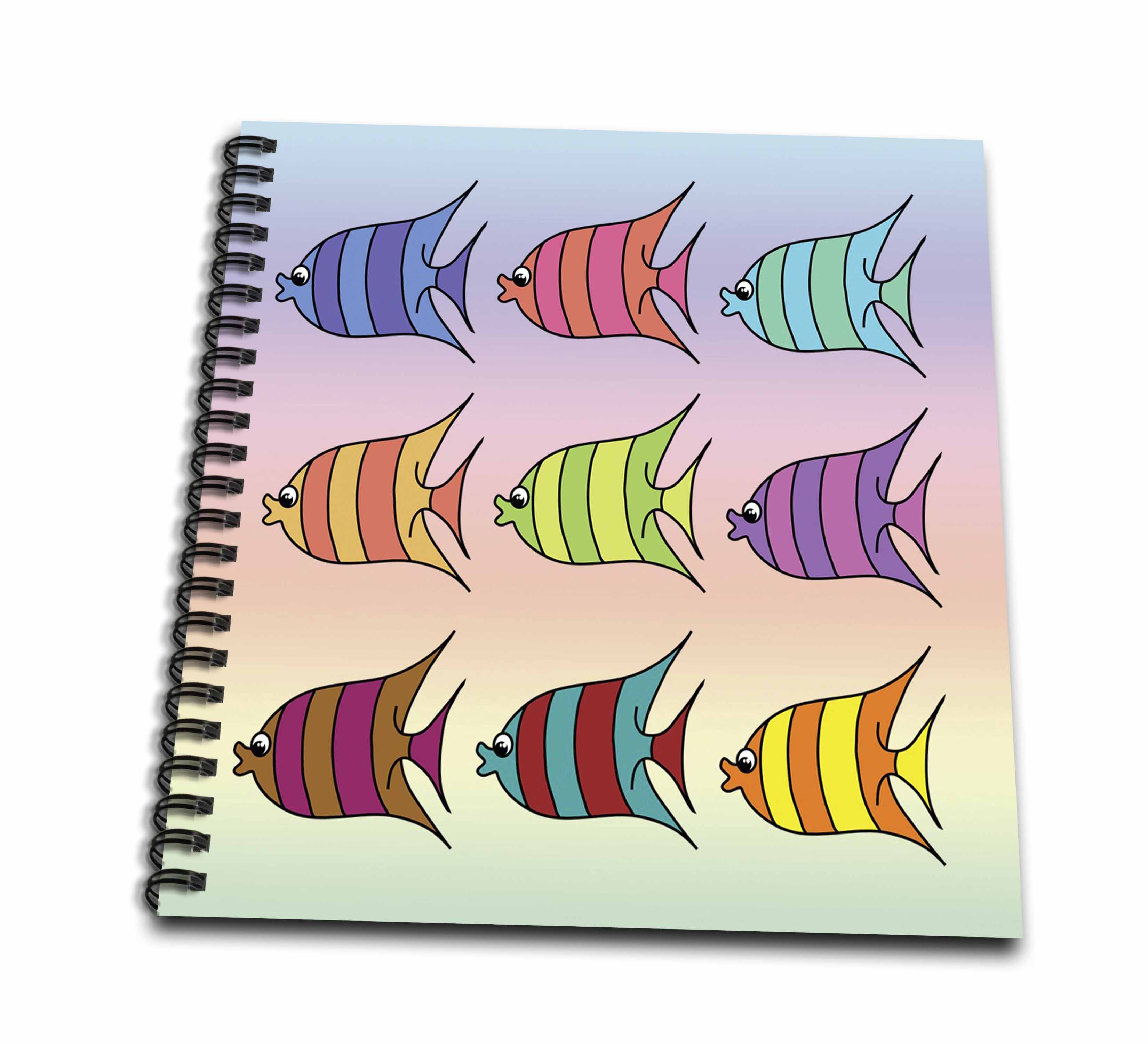 Image of Nine Cartoon Colorful Fish On Pastel Gradient Memory Book 12 x ...