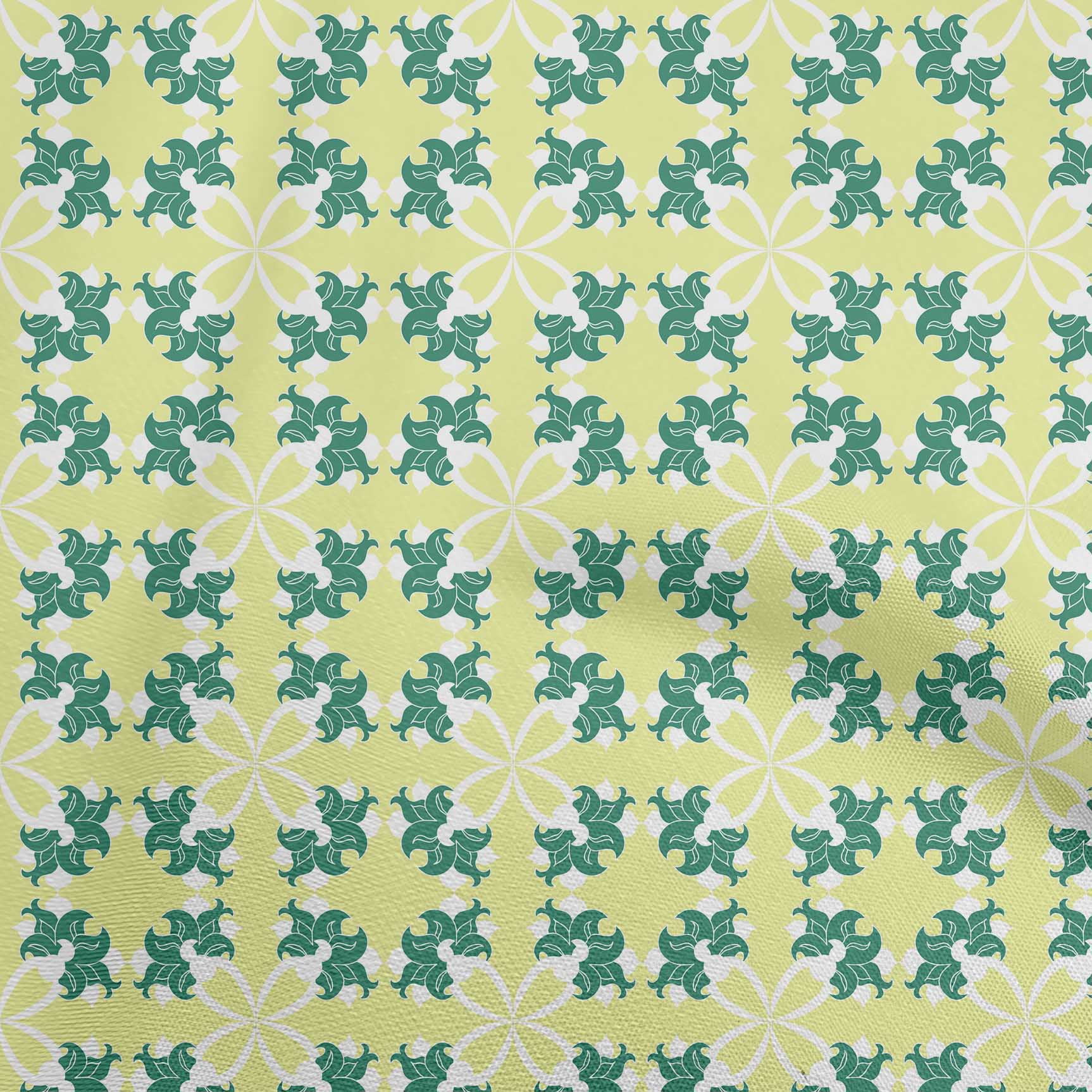 oneOone Viscose Chiffon Lime Fabric Asian Block Print Traditional Tile ...