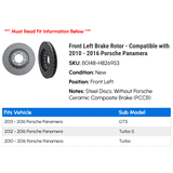 Front Left Brake Rotor - Compatible with 2010 - 2016 Porsche Panamera ...