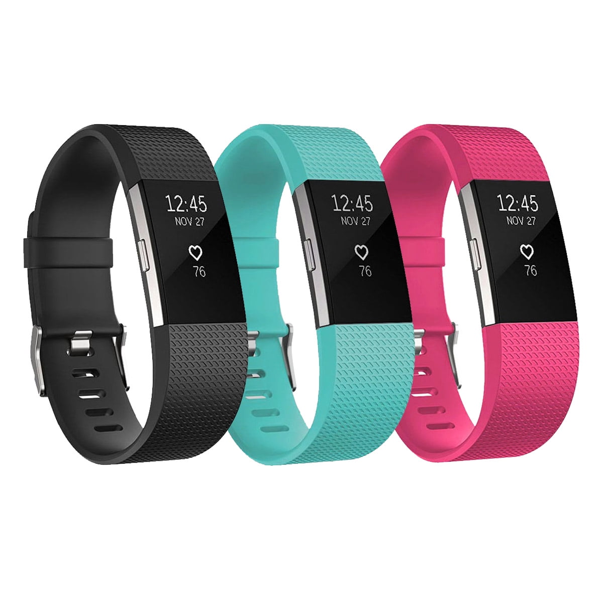 Htscf For Fitbit Charge 2 Bands  1/3-Pack Adjustable Replacement Soft Silicone Sport Strap Wristband Accessories For Fitbit Charge 2 Fitness