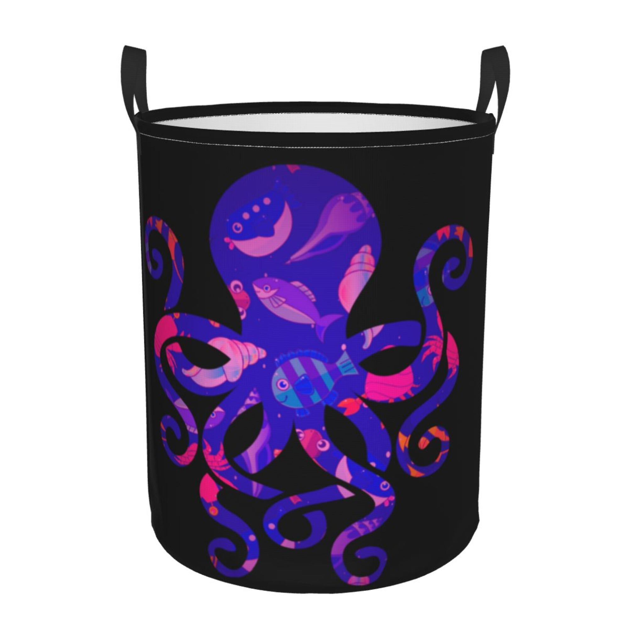XMXY Round Laundry Basket Organizer, Ocean Octopus Waterproof ...