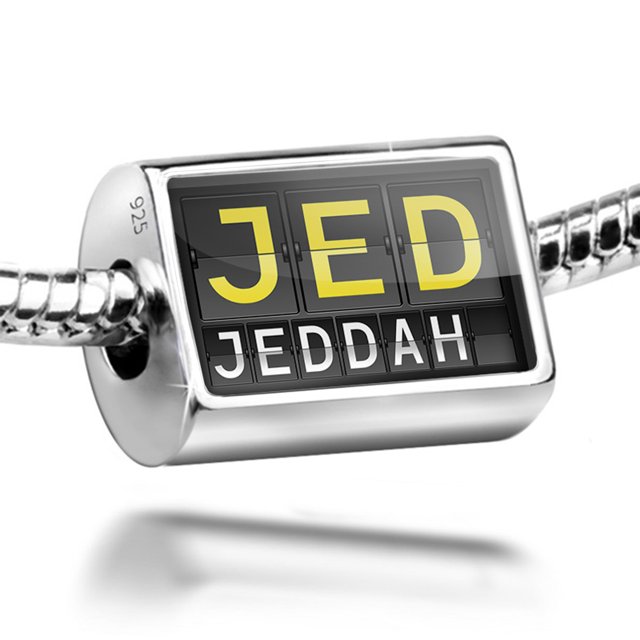 Neonblond Charm JED Airport Code for Jeddah 925 Sterling Silver Bead ...