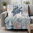 Coastal Turtle Throw Blanket for Couch, Soft Lightweight Flannel Fleece ...