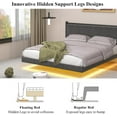 Gyfimoie Queen Floating Bed Frame with LED Lights, Modern Upholstered ...