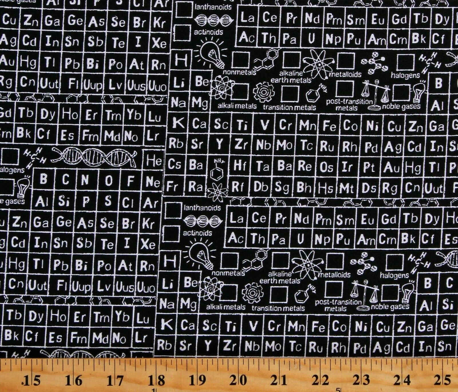 Cotton Science Periodic Table Biology Chemistry Cotton Fabric Print by ...