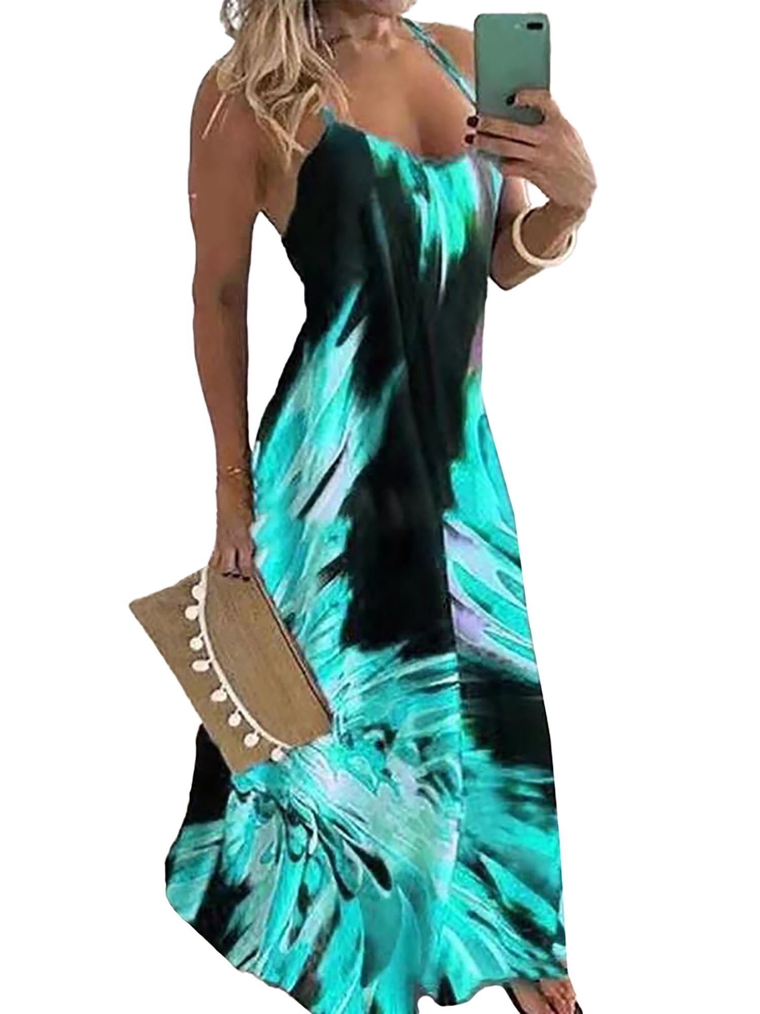 LilyLLL Women Sleeveless Maxi Dress Casual Summer Beach Long Swing ...