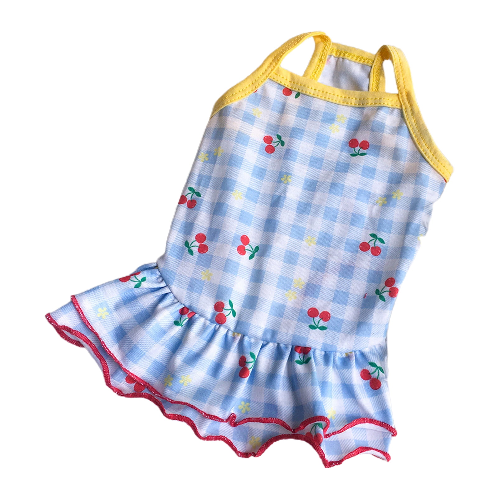 Pet Dress Cherry Pattern Plaid Printing - Fruit Surface Summer Dog Two ...