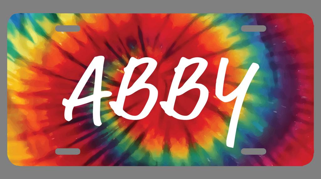 Abby Name Tie Dye Style License Plate Tag Vanity Novelty Metal | UV ...