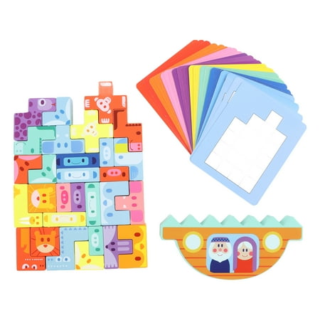 Stacking Block, Wooden Cute Educational Matching Building Block For ...