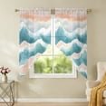 Abstract Wave Effect Sheer Curtains Swag Valances for Windows Blue ...