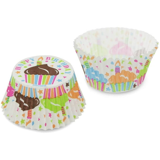 Cupcake Creations 32 Count Cupcake Baking Papers, Happy Birthday ...