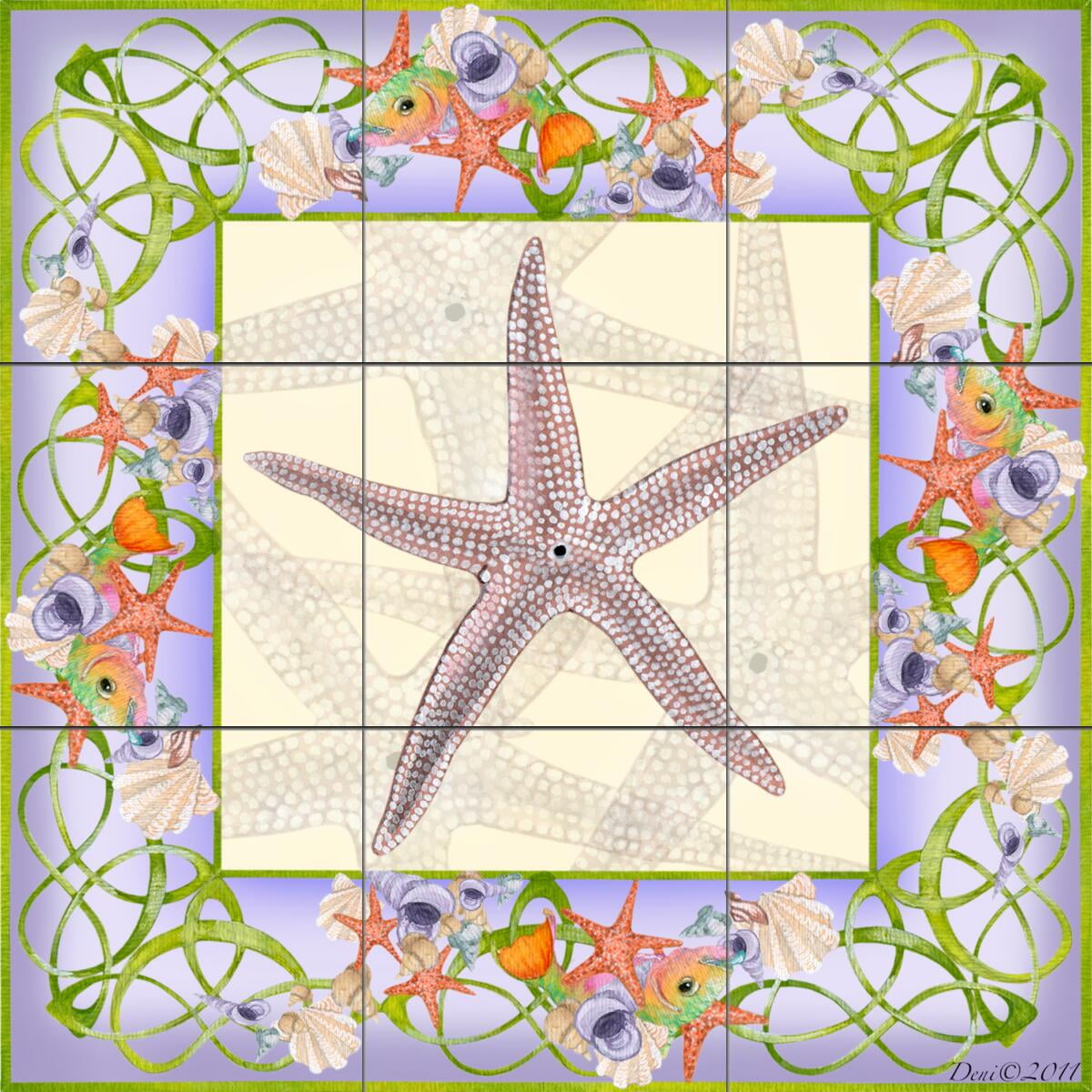 Tile Mural Bathroom Backsplash - Seashell Square 9-DF - by Denise ...