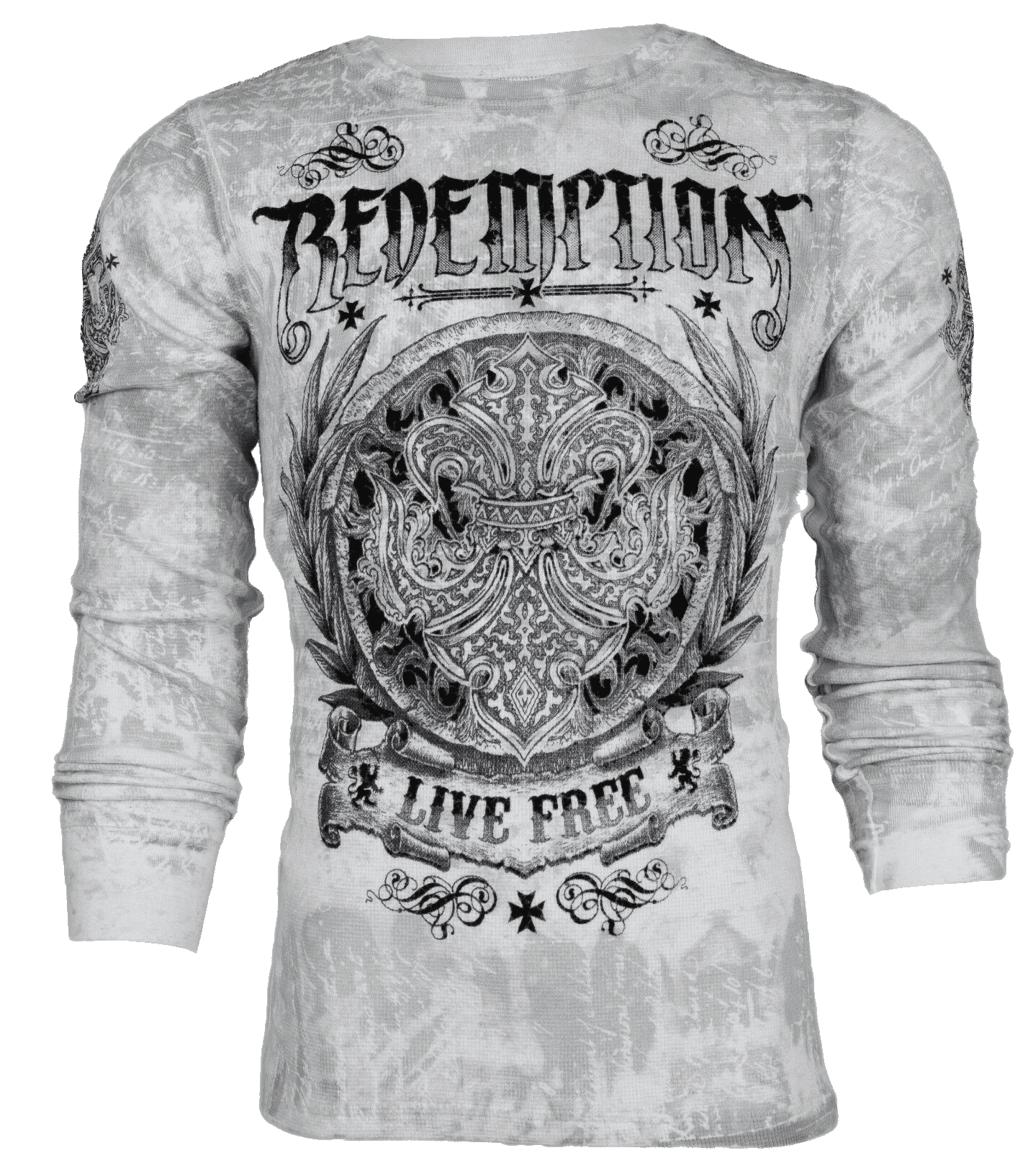 ARCHAIC Mens Long Sleeve SHIELDED Crewneck THERMAL T-Shirt (WHITE ...