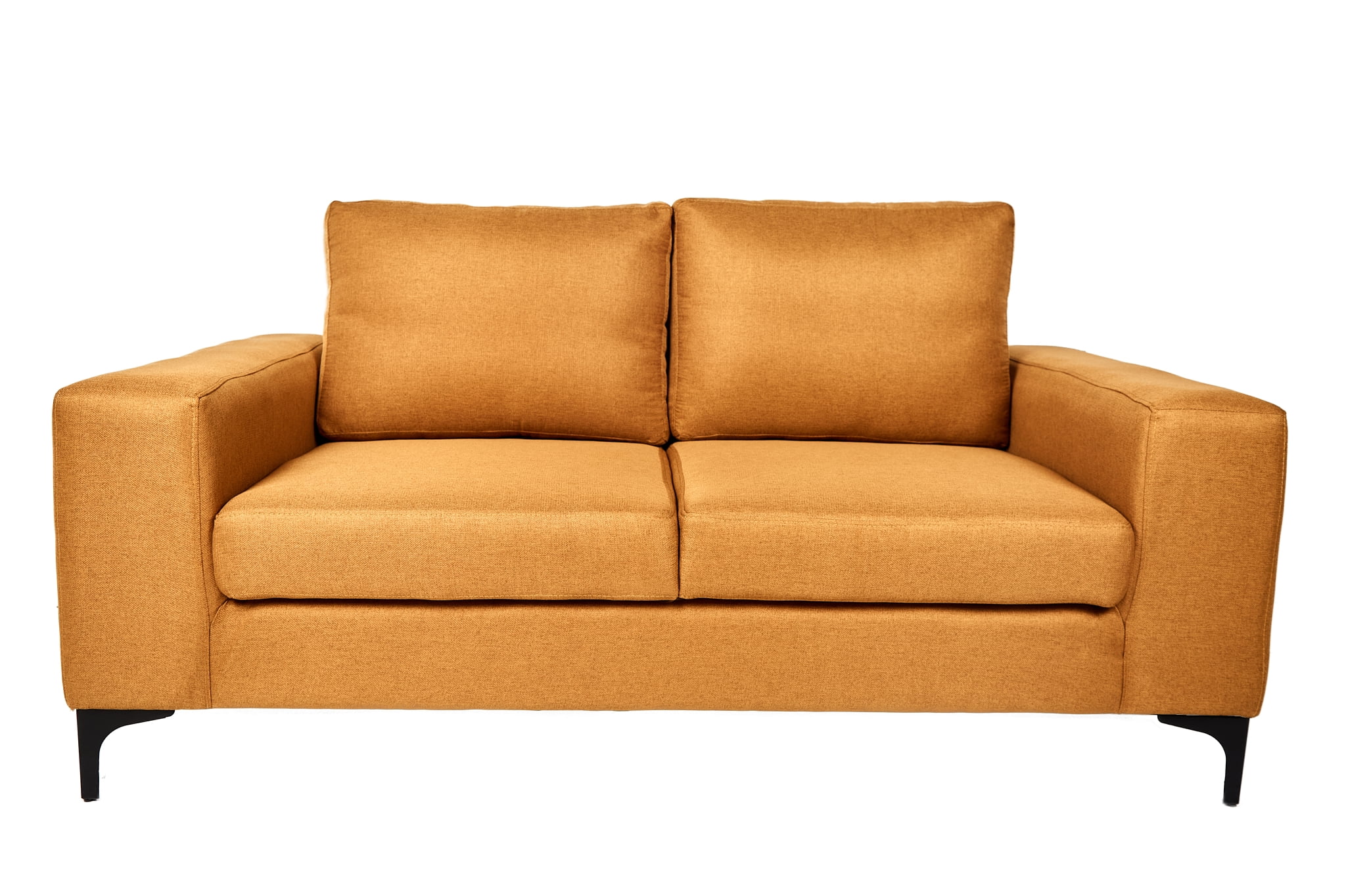 Sofá de 2 plazas con Tapizado Color Mostaza. Estructura de Madera Sólida y Patas de Acero ...