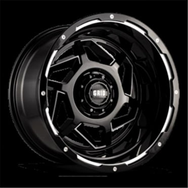 Grid Wheels D221252E48 22 x 12.0 in. GD14 Gloss Black with Red Accents ...