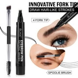 Eyebrow Pen for Women with 4 Fork Tip & Spoolie Brush for Natural ...