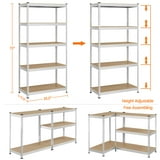 Topeakmart 5 Tiers Adjustable Metal Storage Shelving Heavy Duty ...