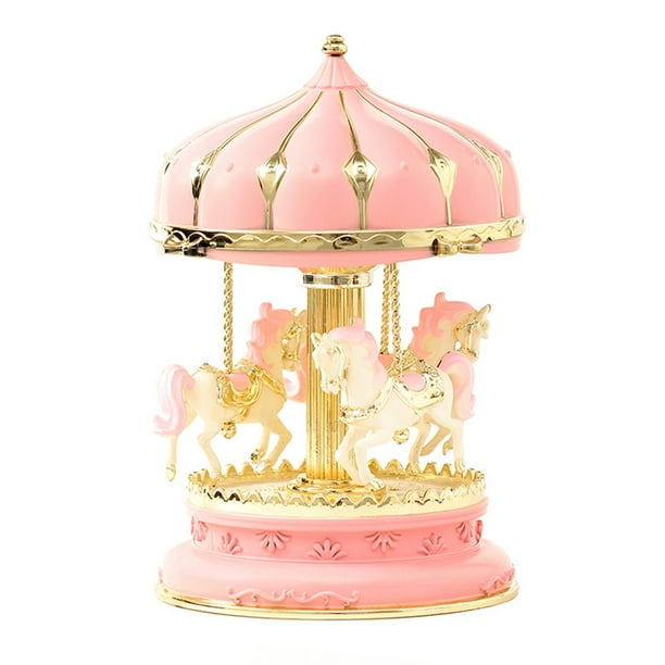 Carousel Music Box Glittering Rotating Wooden Horse Music Box Flashing ...