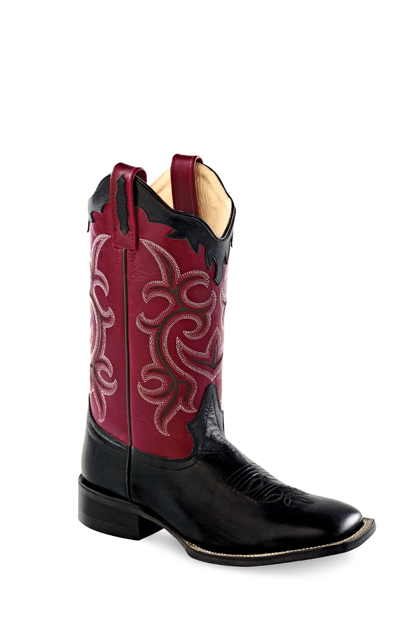 Old West Red Womens Leather Corded Cowboy Western Boots Boots 8.5 M ...