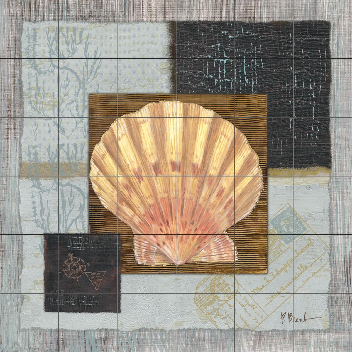 Tile Mural Bathroom Backsplash - Westport Scallop - by Paul Brent ...