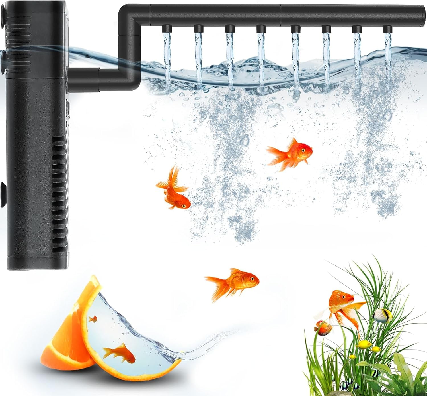 Fish Tank Filter, Silent 6 in 1 Aquarium Filter, Adjustable Flow Fish ...