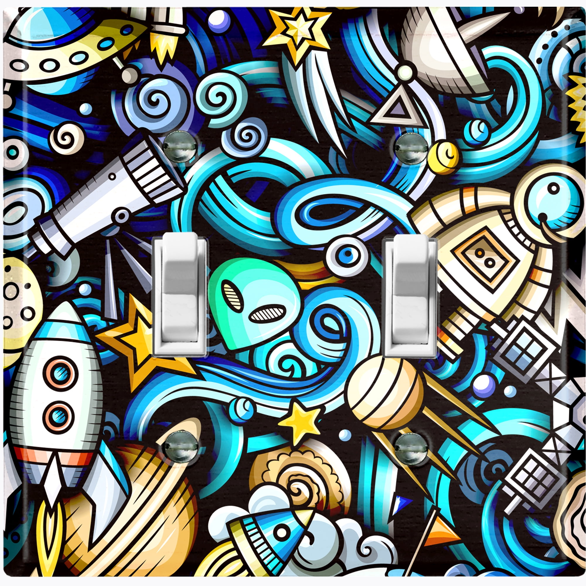 Metal Light Switch Wall Plate Outlet Cover (Spaceship UFO Astronaut ...