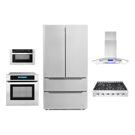 5 Piece Kitchen Package With 30" Gas Cooktop 24" Built-in Fully ...