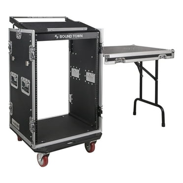 Sound Town 14U PA DJ Pro Audio Rack/Road ATA Case with 11U Slant Mixer ...