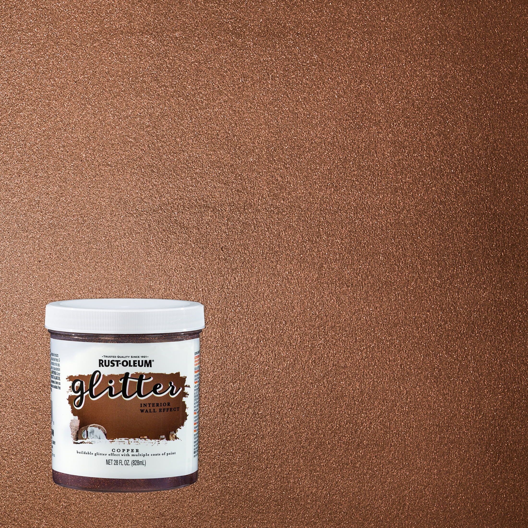 Copper, Rust-Oleum Specialty Glitter Interior Wall Paint, Quart -2 Pack ...