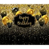 Gold Birthday Backdrop,7x5ft Happy Birthday Photography Background ...