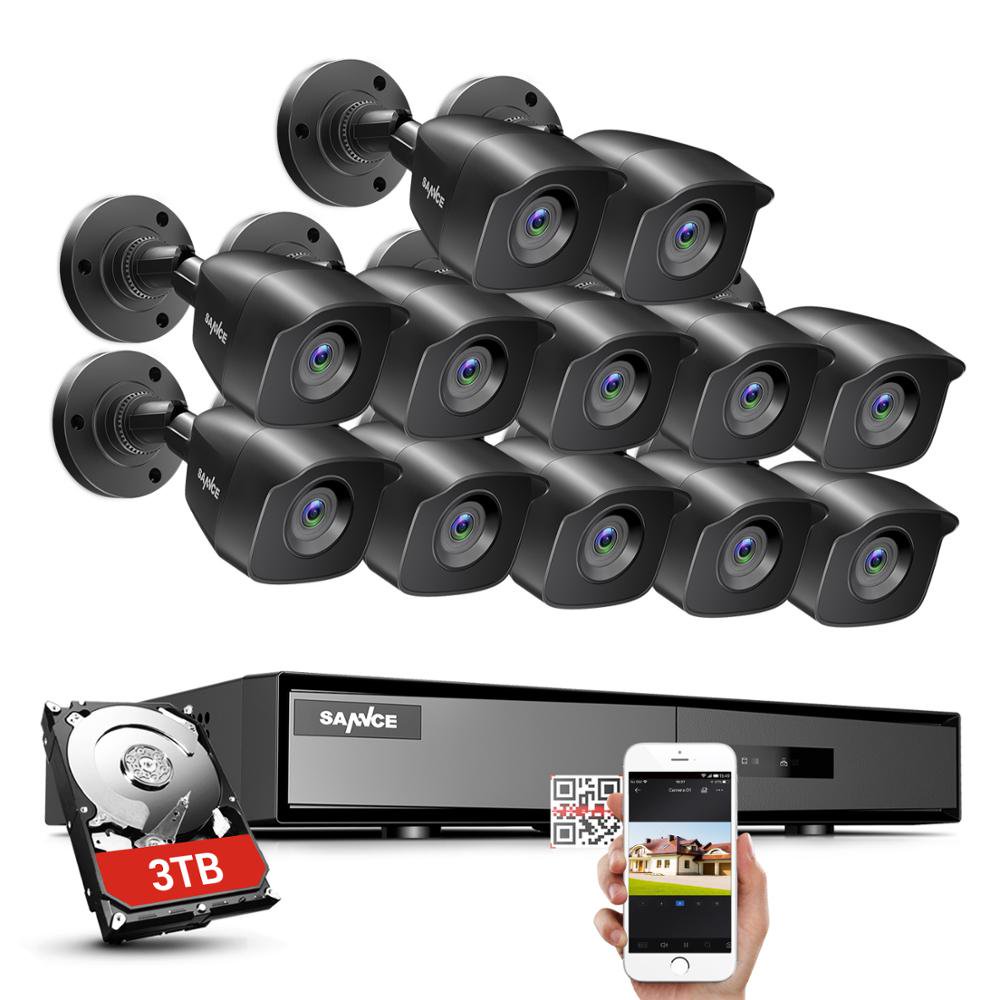 SANNCE 16CH DVR CCTV System 12PCS 2MP IP66 Waterproof Outdoor Security ...