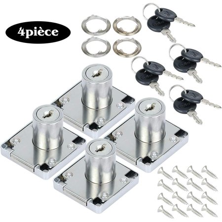 Xizioo 4 Pieces Desk Drawer Lock Cylinder Cabinet Lock With Keys Zinc ...