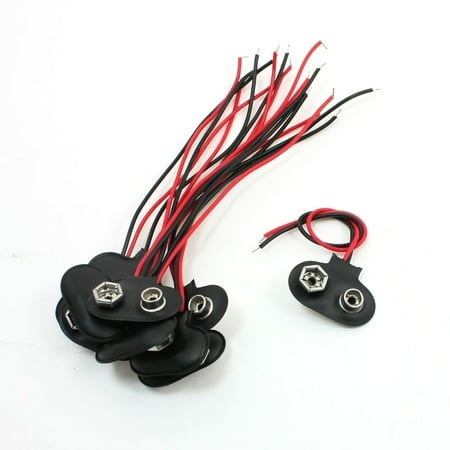 Black Red Short Cable Connection 9V Battery Clips Connector Buckle 10 ...