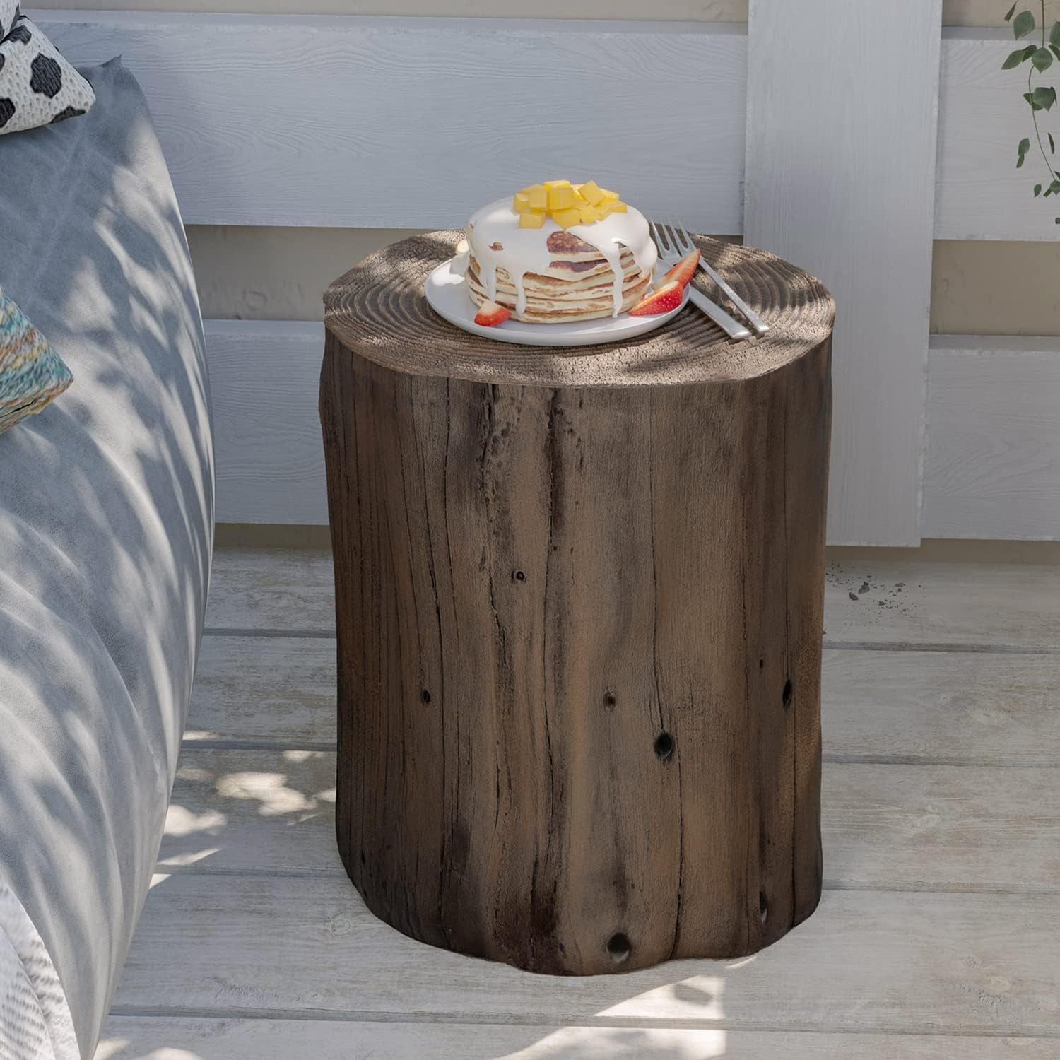 Bilot Concrete Outdoor Side Table Tree Stump Modern Round Coffee Table ...
