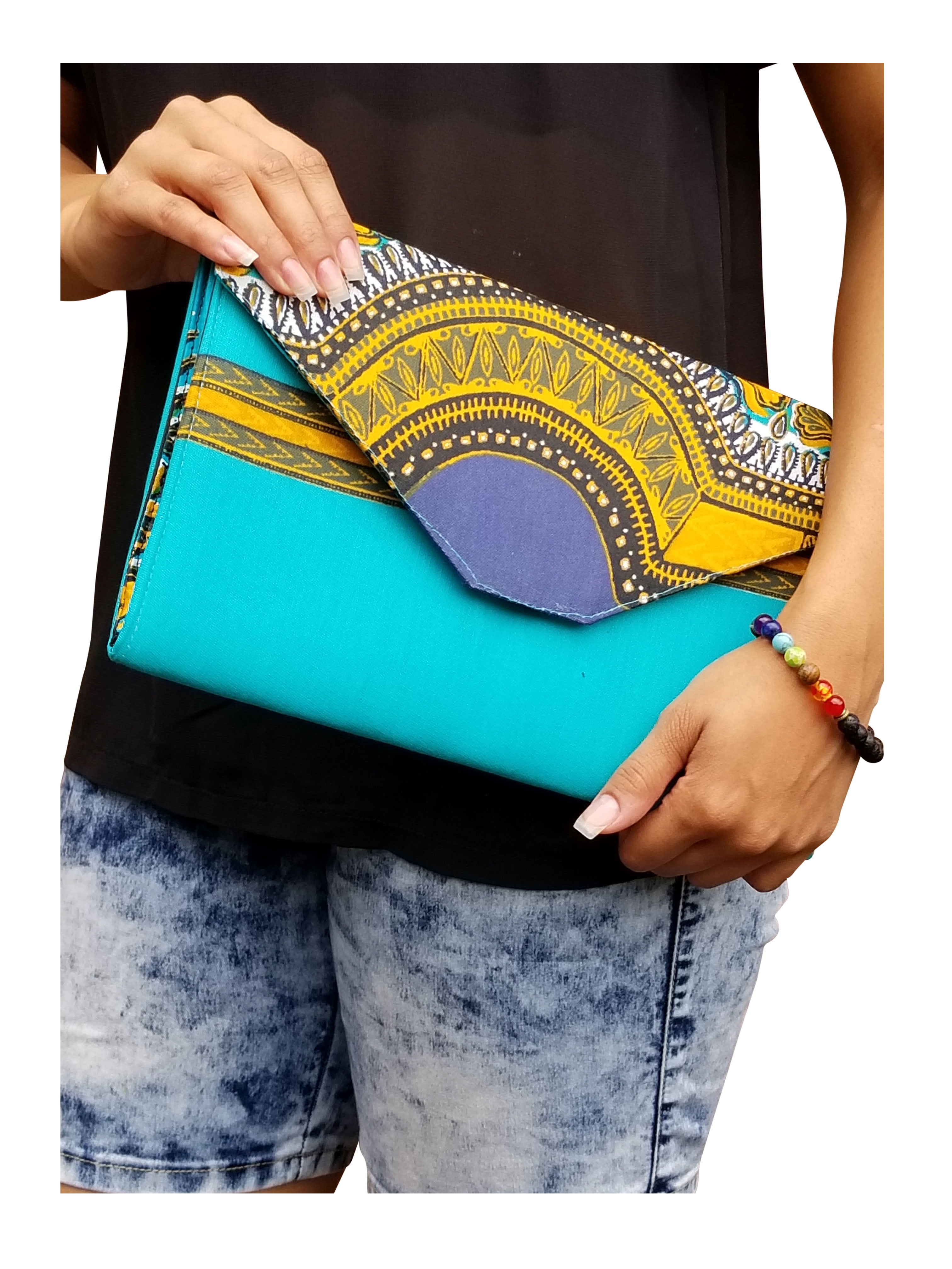 Turquoise Dashiki African Print Clutch Purse - Walmart.com