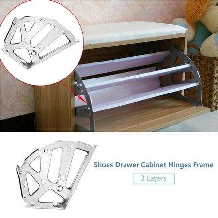 3-Layer Shoes Drawer Cabinet Hinge Frame Stainless Steel Sturdy Multi ...
